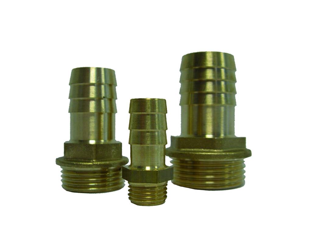 Messing slangtule met buitendraad 1/4'' (bui.dr) x 6mm Messing slangtule met buitendraad 1/4'' (bui.dr) x 6mm